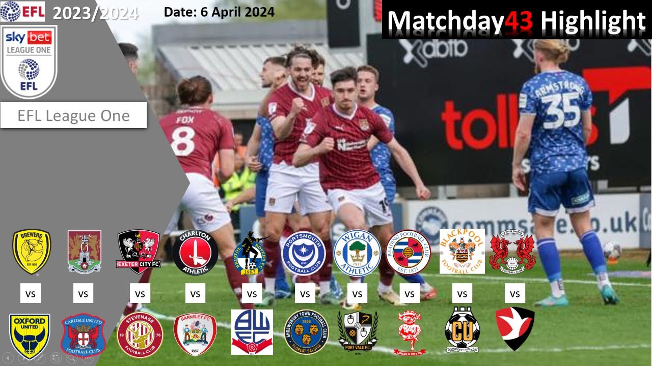 Highlights Summary, Matchday43, EFL League One 23/24, 6 April 2024 ...