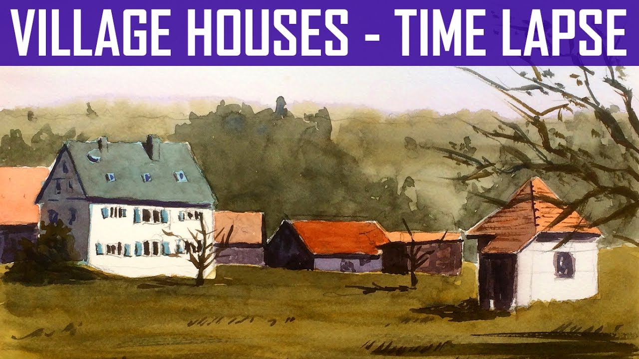 German Countryside Village Watercolor Painting (Time Lapse Version ...