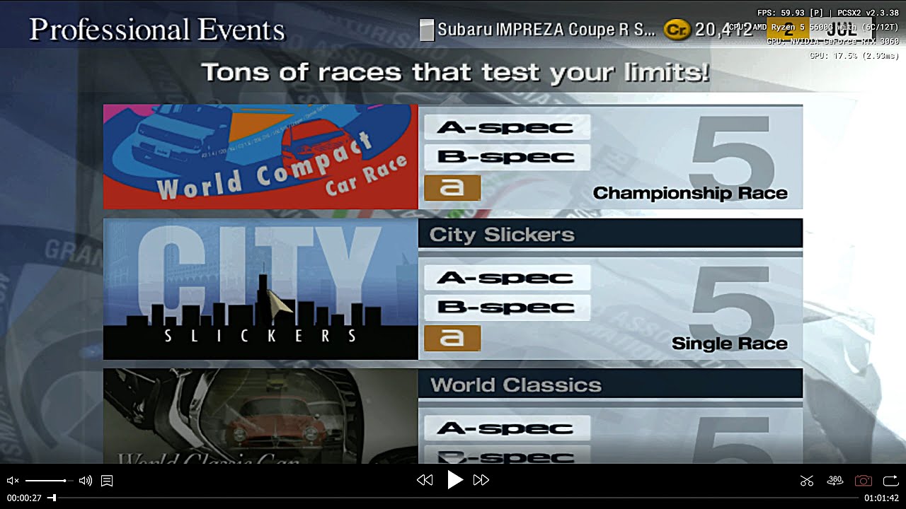 Gran Turismo 4 (SpecII MOD 1.07 Full) PARTE 11 PROFESSIONAL EVENTS CITY ...