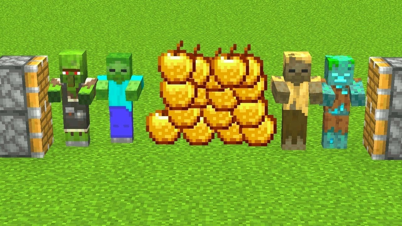 all minecraft zombies + golden apple = ??? - YouTube