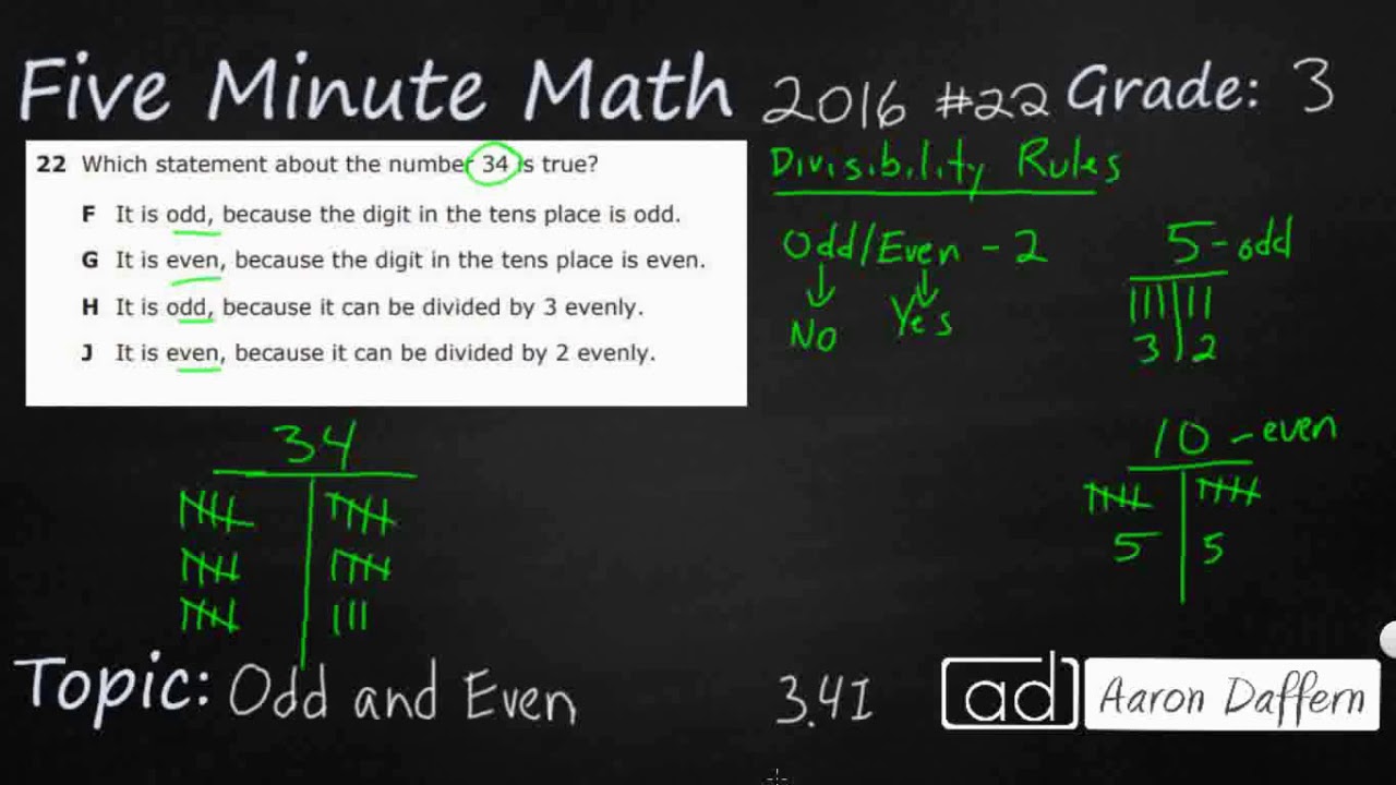 3rd Grade STAAR Practice Odd and Even (3.4I - #1) - YouTube