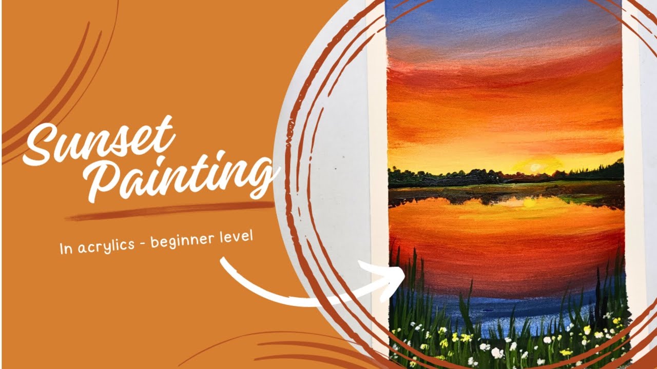 Easy sunset acrylic painting - beginner level - YouTube