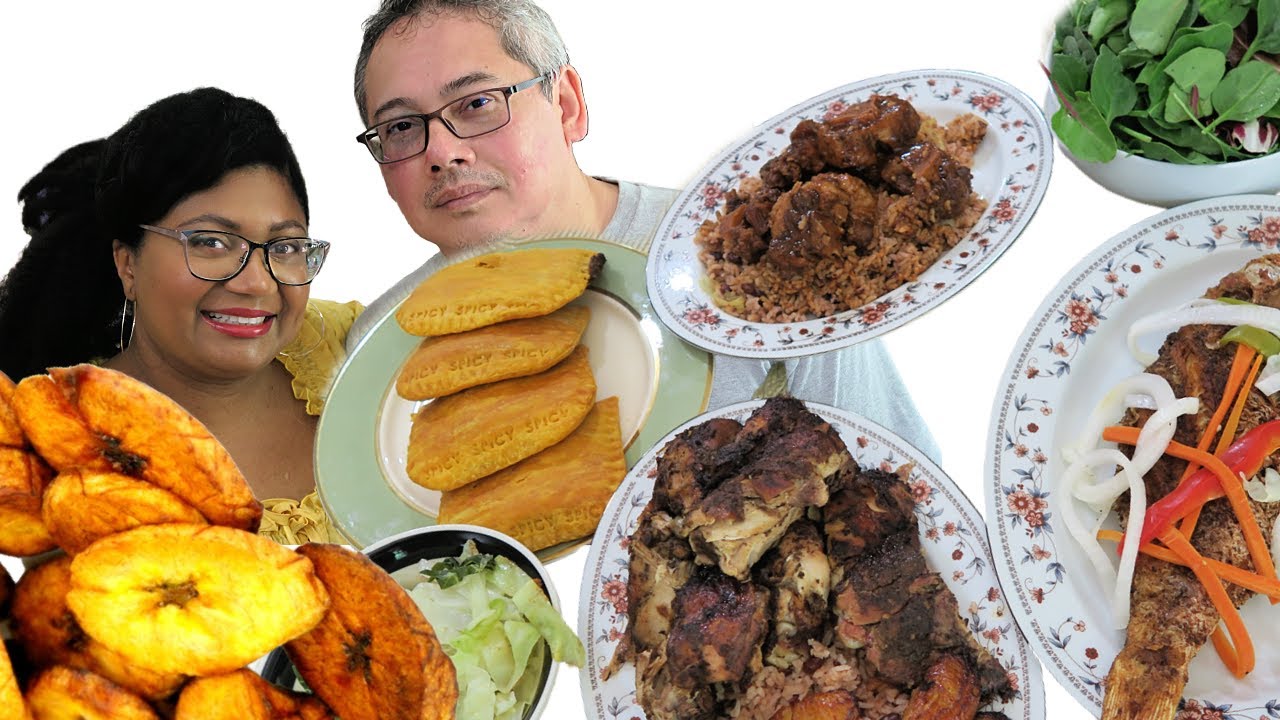 JAMAICAN FOOD FEAST ! JERK CHICKEN, OXTAIL, RICE & PEAS, ESCOVITCH FISH ...