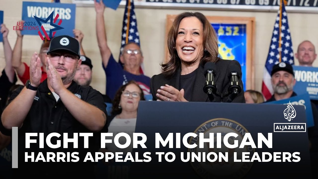 US Elections 2024: Auto workers in Detroit rally as Harris courts ...
