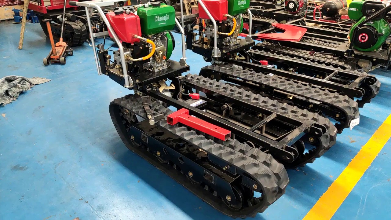 garden rubber track chassis transporter with loading 1000 KG - YouTube