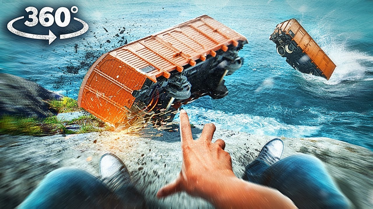 VR 360 Train Crаsh Accident During Rockfall | VIRTUAL REALITY 4K ...