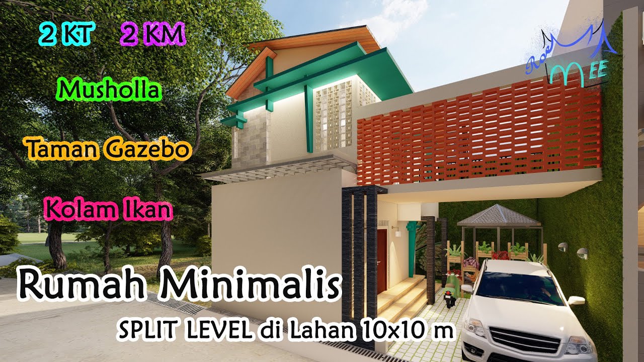 Desain RUMAH MINIMALIS 2 Lantai SPLIT LEVEL di Lahan 10x10 m - eps7 ...