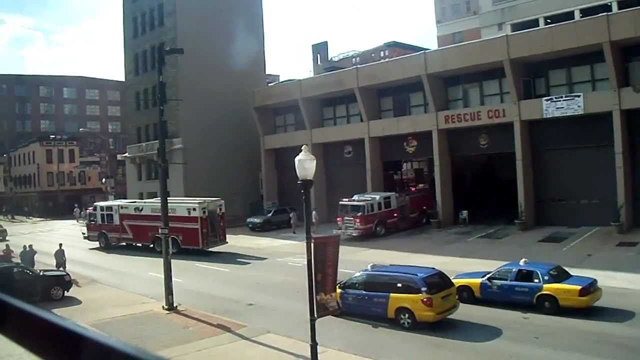 baltimore city rescue 1 and engine 23 responding - YouTube