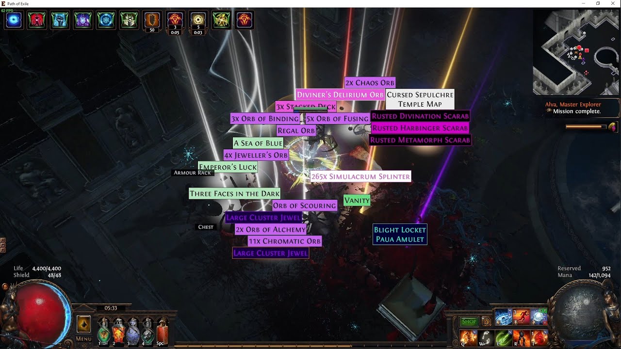 [POE 3.17]Triple beyond Promenade map Simulacrum Fram, Winter Orb ...