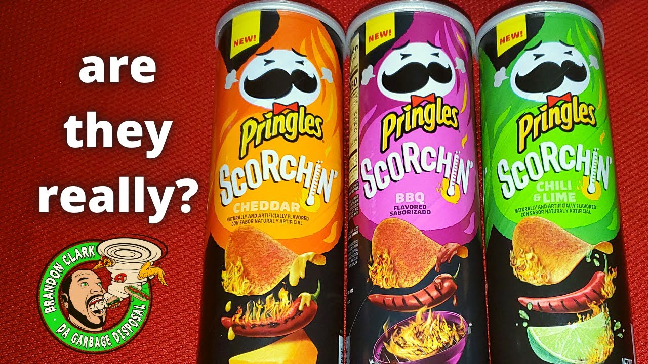 Pringles Scorchin' Cheese, BBQ and Chili Lime Review - YouTube