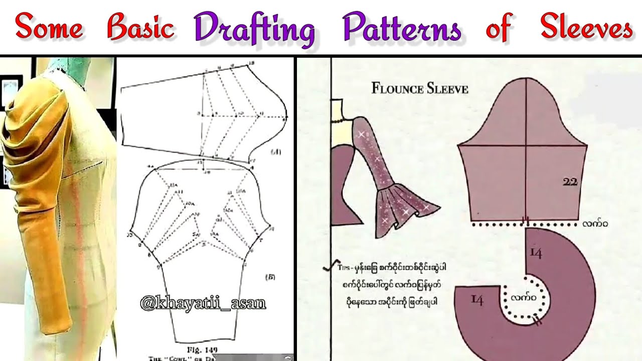 Some Basic💕Drafting Patterns Of Sleeves | Drafting notes | Ladies ...