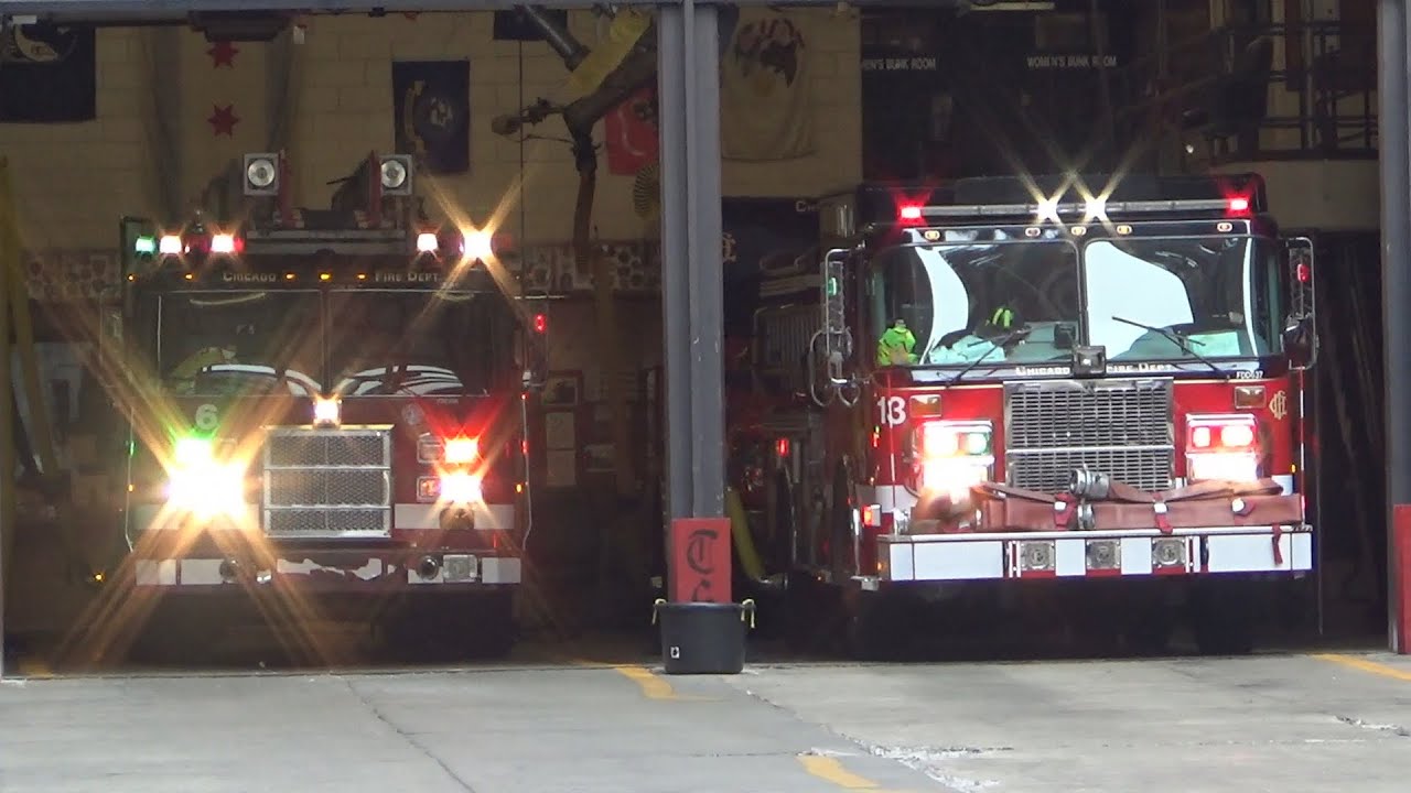 Chicago Fire Department Engine 13, Truck 6 & Battalion 1 Responding ...