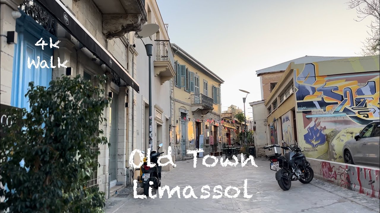 4k WALK tour Old Town Limassol | Dinner time Bars & Graffiti streets ...