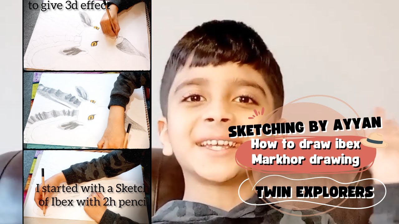 How to draw ibex | Markhor drawing | Pakistan's national animal ...