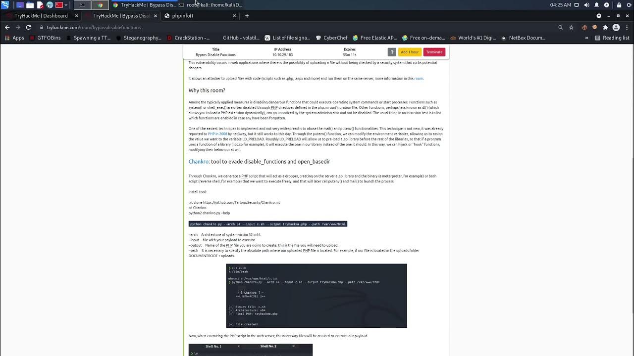 Tryhackme Bypass Disable Functions Walkthrough Youtube