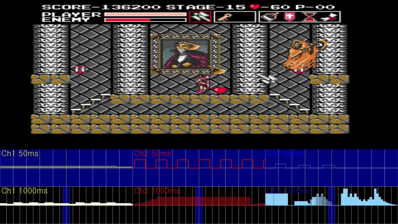 MSX Castlevania stage 5 sound oscilloscope view - YouTube