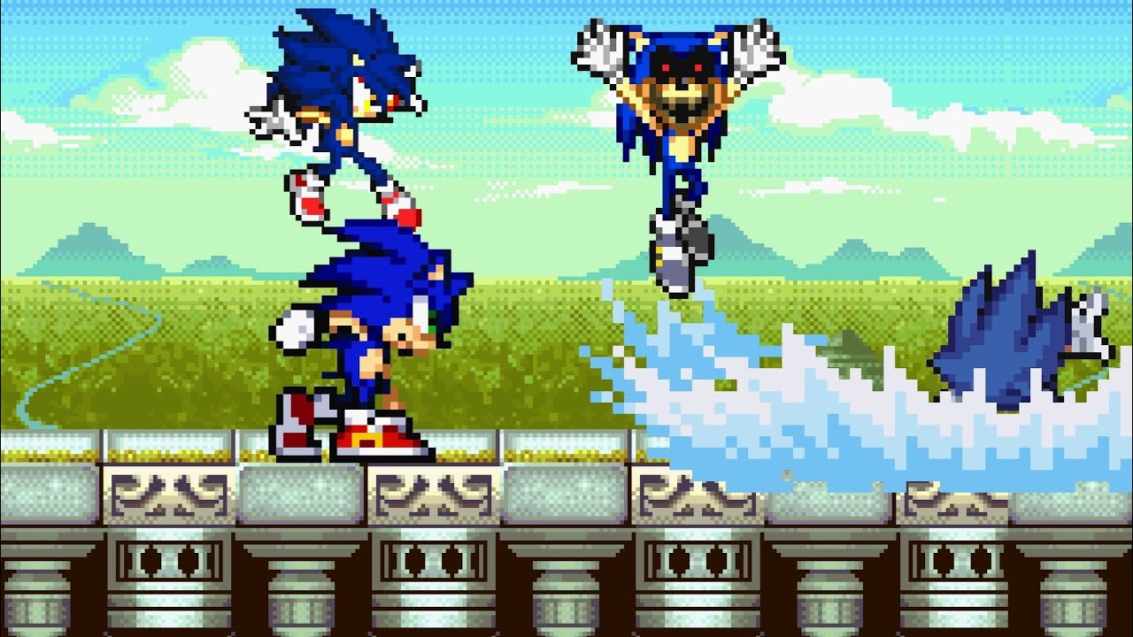 Sonic vs Sonic.Exe |super sonic 4 and Archie sonic included|Sprite ...