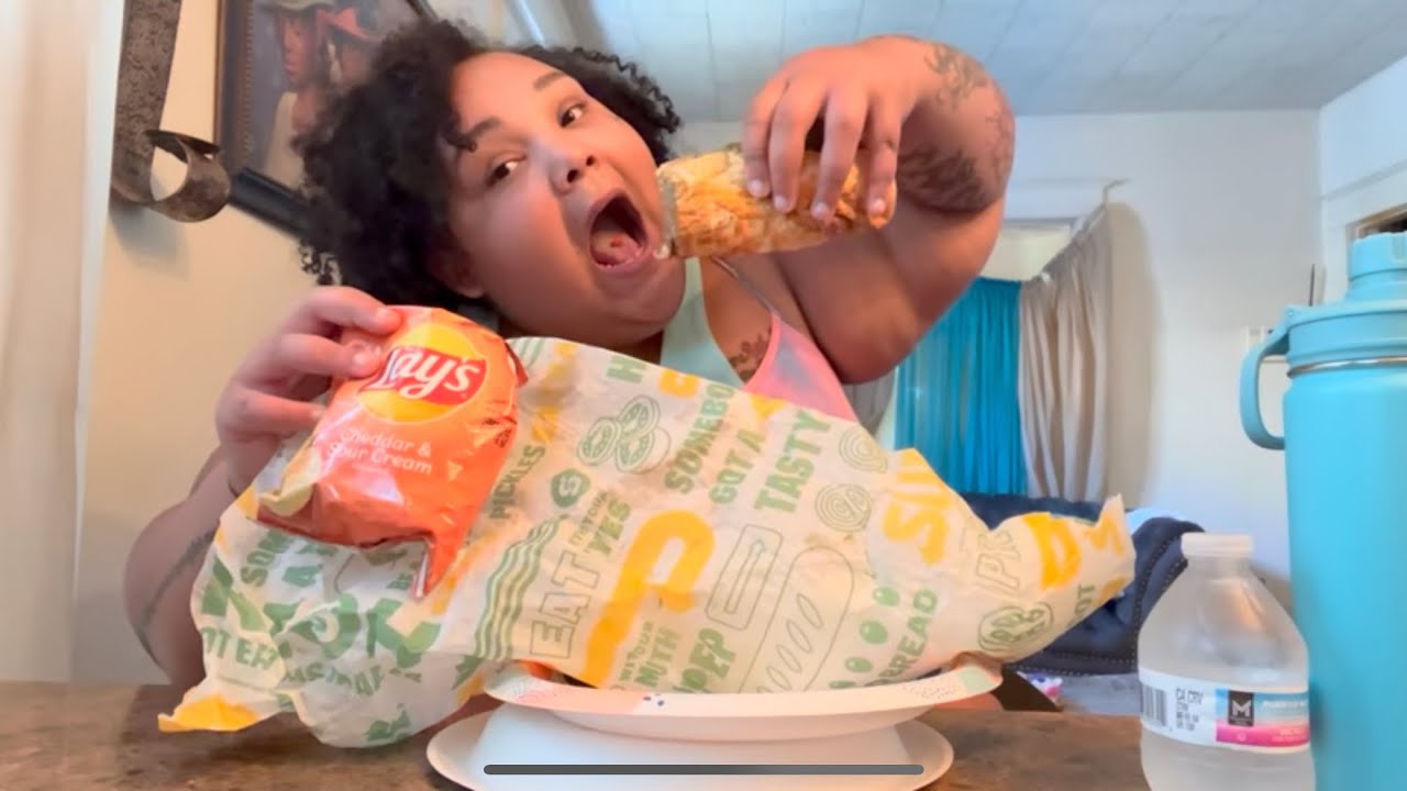 Subway Philly FootLong Mukbang Sub Eating Show - YouTube