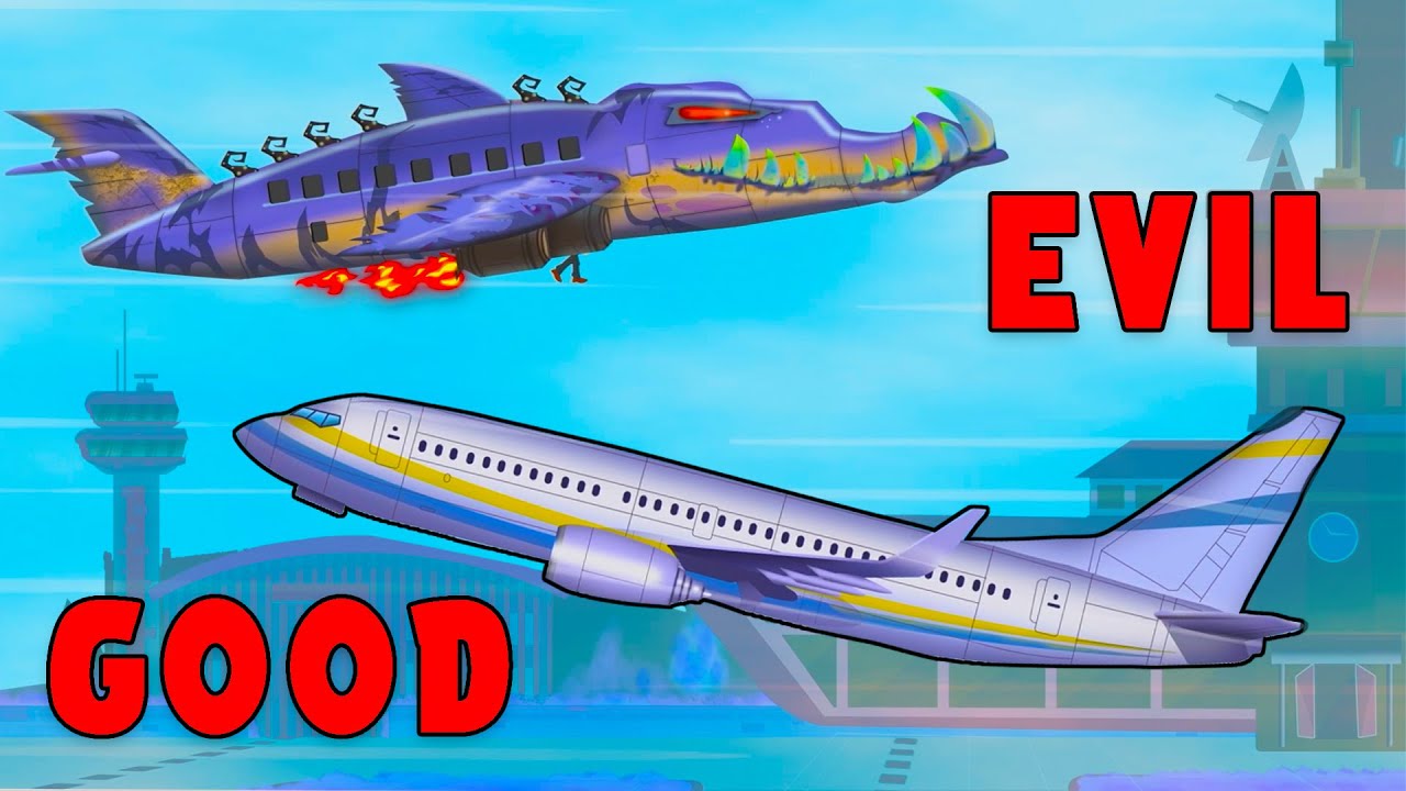 Good vs Evil Airplane, Fire Truck, Milk Van + More Cartoon Videos For ...