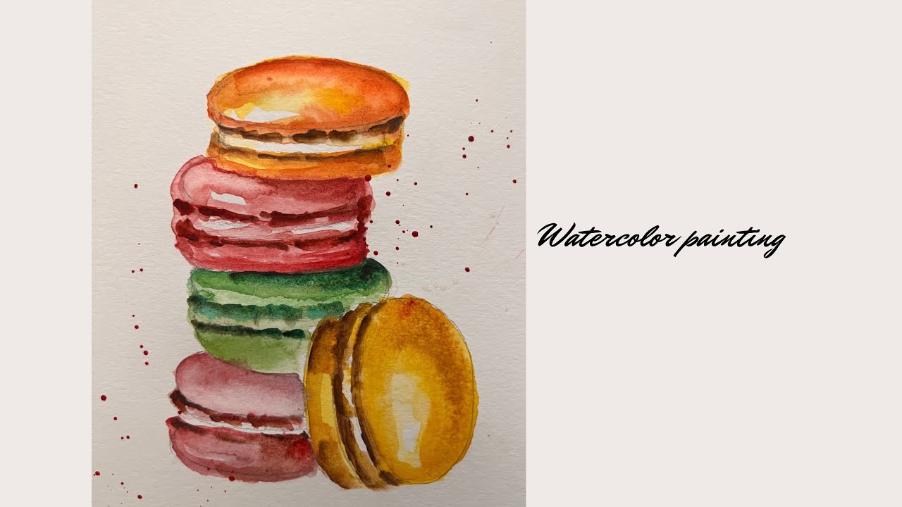 Macaron watercolor painting - YouTube