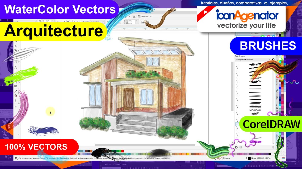 XP PEN in CorelDRAW ACUARELA vectorial How to create watercolor # ...