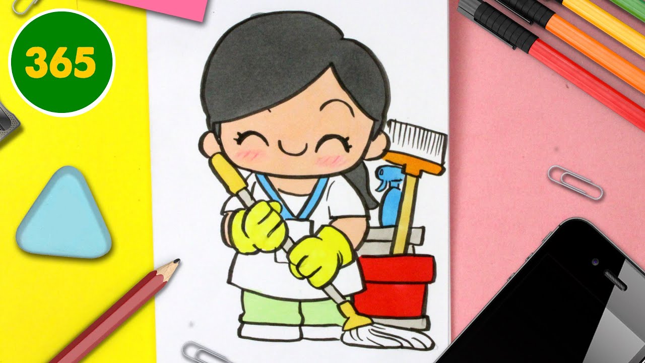 HOW TO DRAW A CUTE CLEANER KAWAII - YouTube