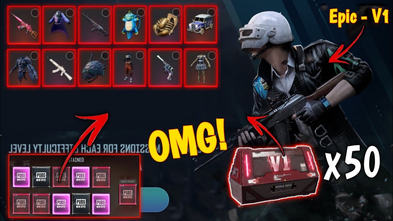 Epic - V1 ULTIMATE! 😍 Royale Chest Crate Opening - 50 CRATE || Pubg ...