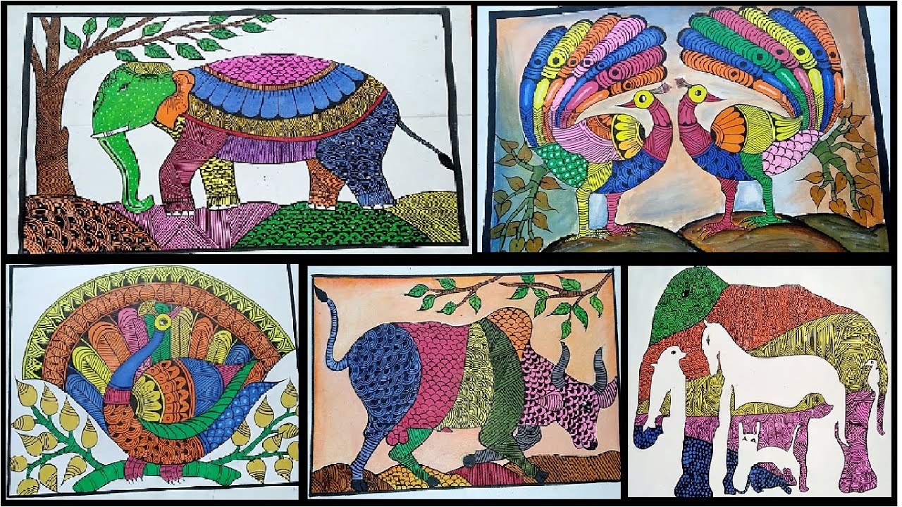 Gond Art painting / Indian Folk Art / Indian Tribal Art |Art Exhibition ...