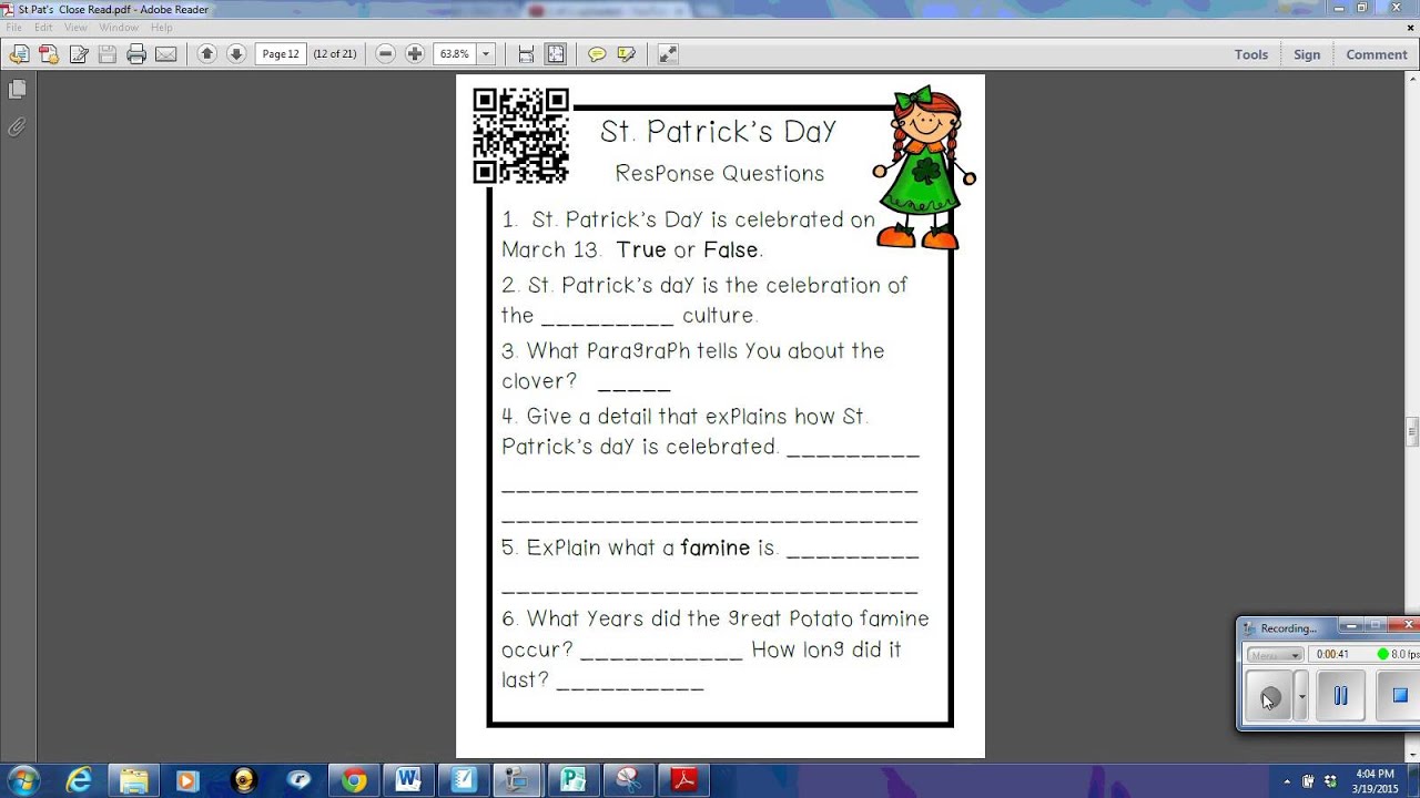 Response Questions St. Patrick's Day - YouTube