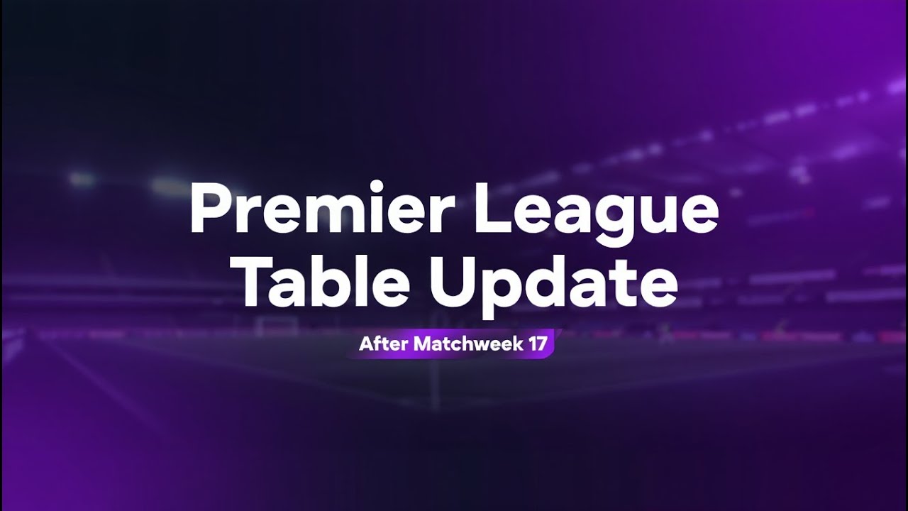 Premier League Table After Matchweek 17 | Full EPL Standings 2025 - YouTube