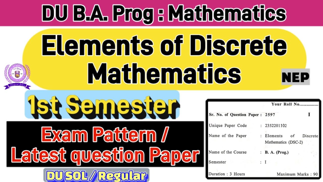 Elements of Discrete Mathematics BA Prog Mathematics 1st Semester ...