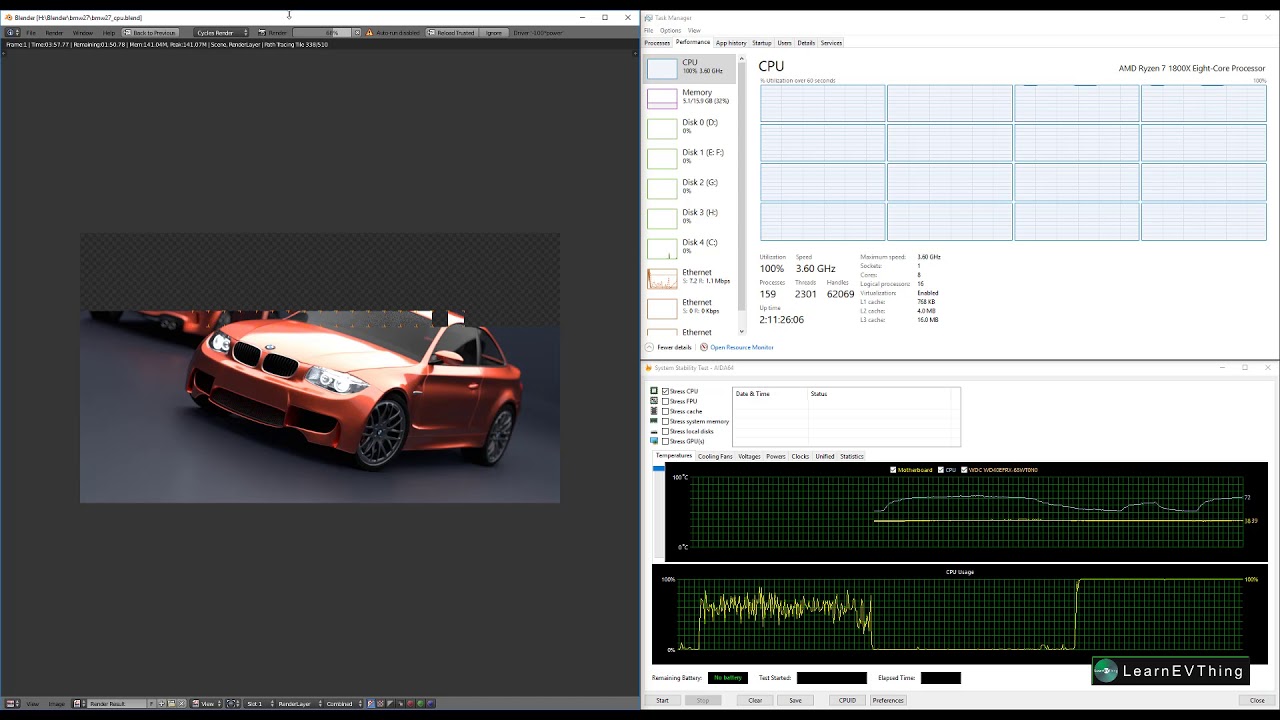 AMD Ryzen 7 1800X benchmark - Blender 3D Rendering "BMW 247" Scene ...