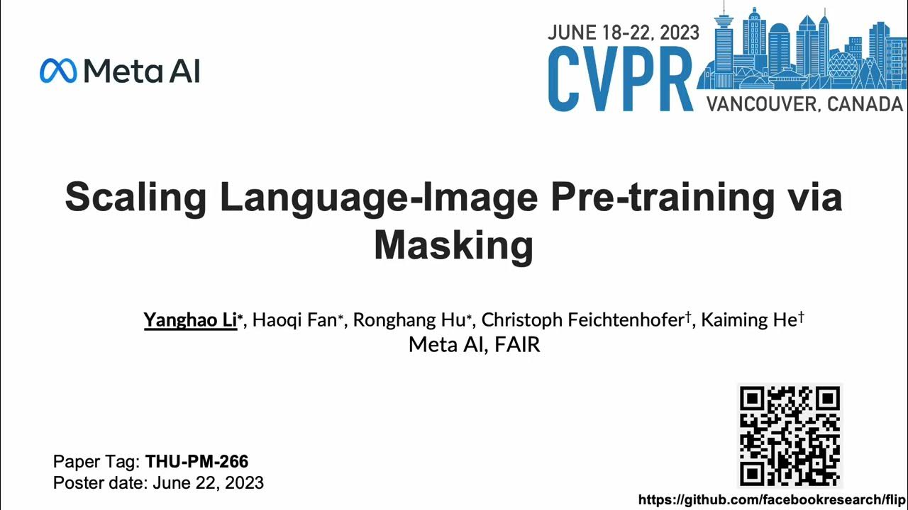 CVPR-2023 Scaling Language-Image Pre-training via Masking - YouTube