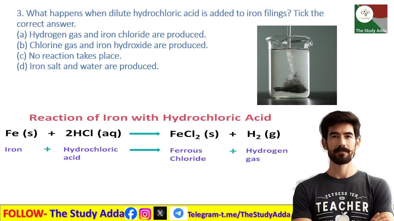 3. What happens when dilute hydrochloric acid is added to iron filings ...