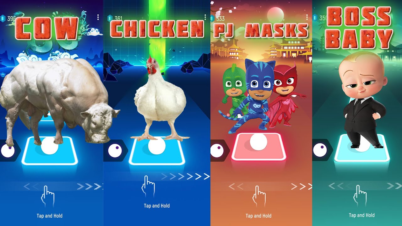Cow - Chicken - PJ Masks - Boss Baby — Tiles Hop EDM Rush - YouTube