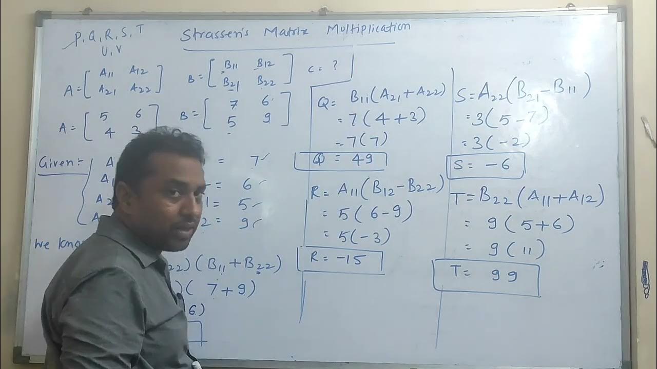 Example of Strassen's Matrix Multiplication (@dsa) - YouTube