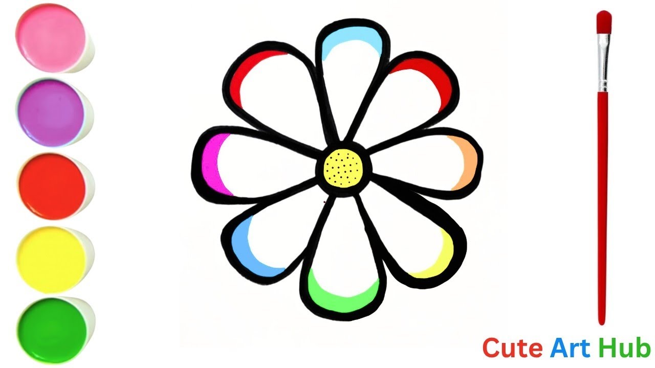 🌸 Easy Flower Drawing for Kids | Fun & Simple Step-by-Step Tutorial 🌼 ...