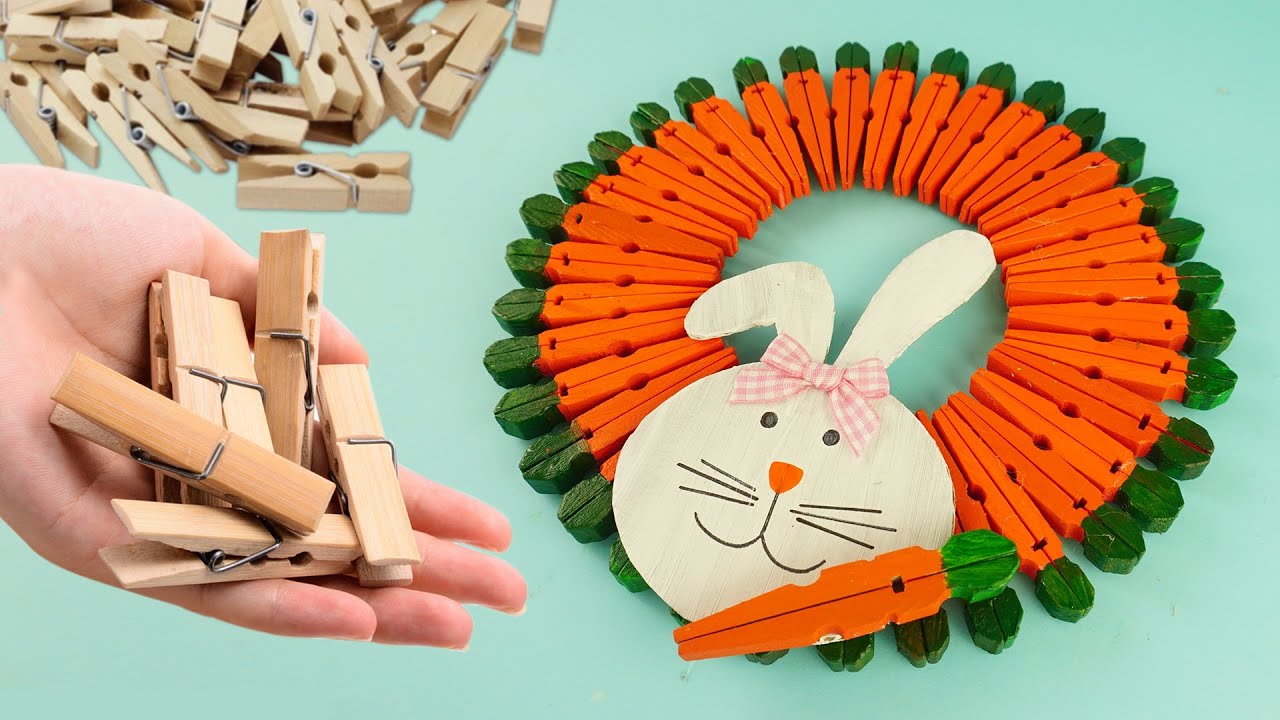 DIY Easy Easter Wreath with Clothespin | Easter Wreath Ideas | Happy ...