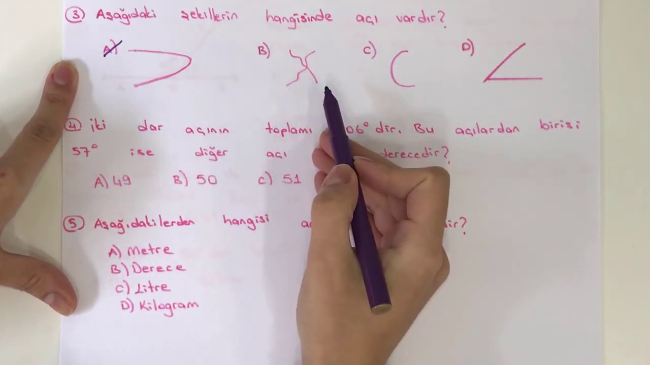 4. SINIF MATEMATİK AÇILAR - TEST SORULARI - YouTube