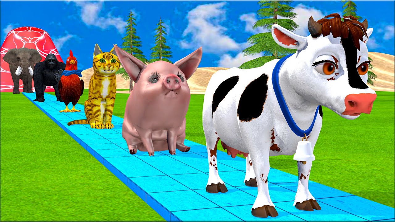 Paint Animals Lion Buffalo Sheep Cow Tiger Fountain Crossing ...