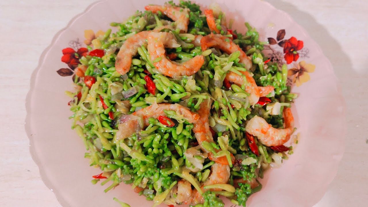 tumis bunga pepaya & udang - YouTube