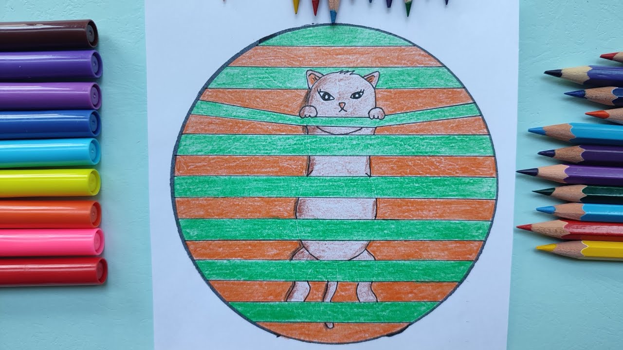 3d cat drawing tutorial🐈|how to drawing cut cat?😍🐱 - YouTube