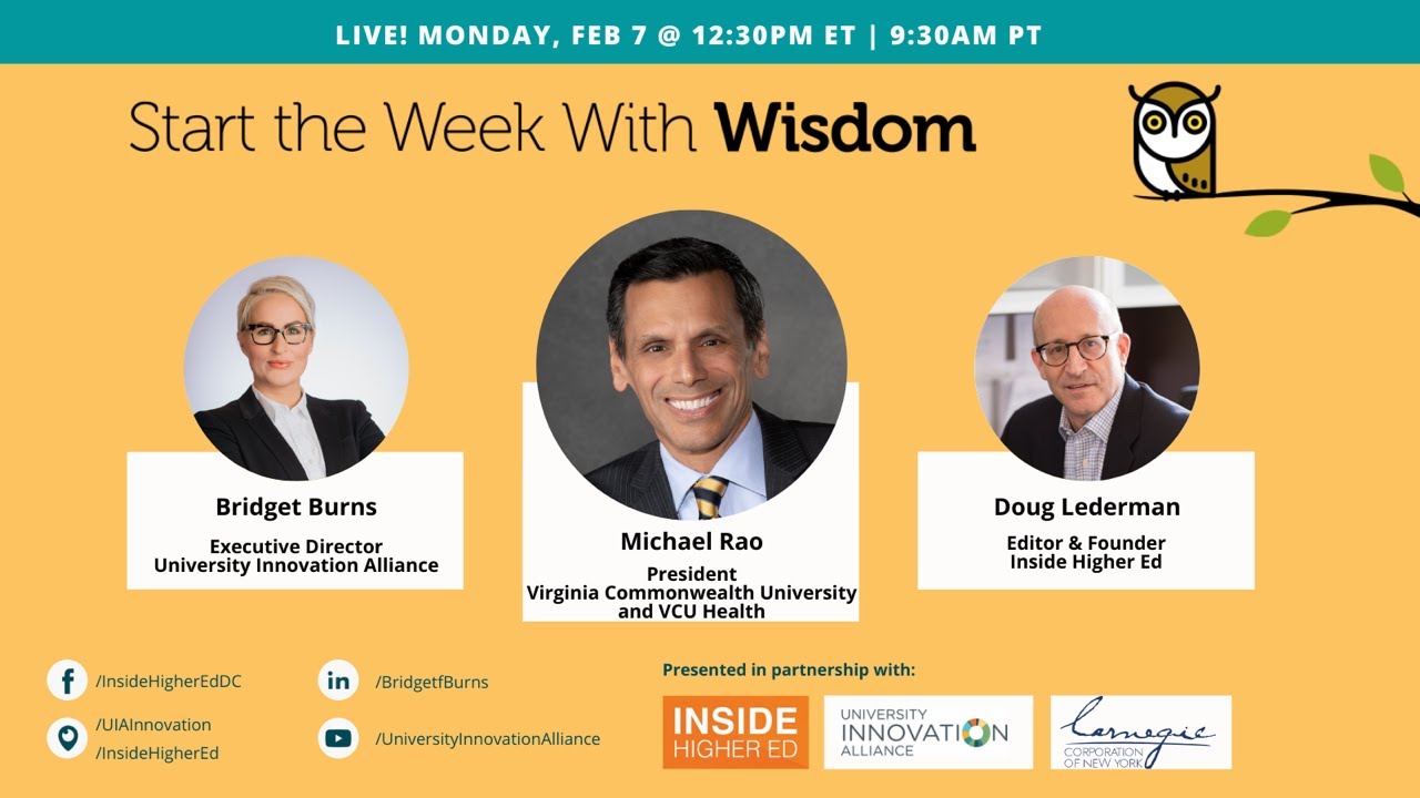 Weekly Wisdom interview with VCU President Michael Rao - YouTube