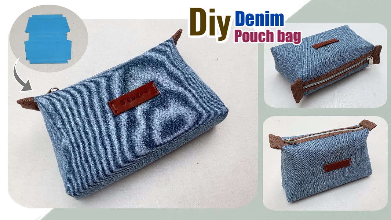 How to sew denim zipper pouch bag from scrap old jeans ,pouch bag diy ...