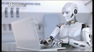 Robot Working on Laptop