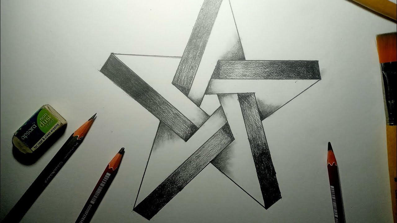 How to drow An impossible 3D star Narrated Step by Step#3ddrawing ...