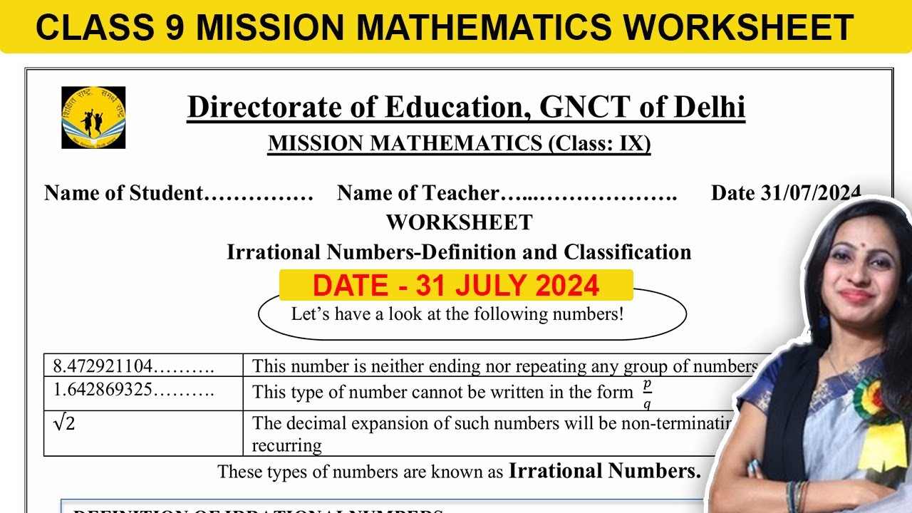 DOE Class 9 Mission Mathematics Worksheet Chapter 1 Number System | 31 ...
