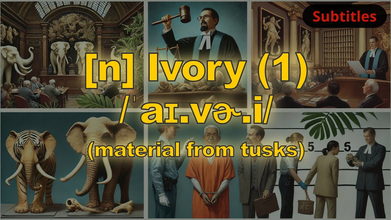 [n] Ivory meaning (material from tusks) with 5 examples - YouTube