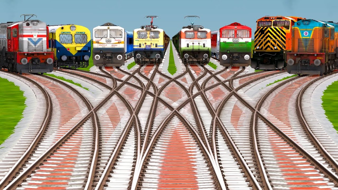 (VIII) REALISTIC RAILS CROSSING AT BUMPY GRANDIENT😶‍🌫️ RAILROAD ...