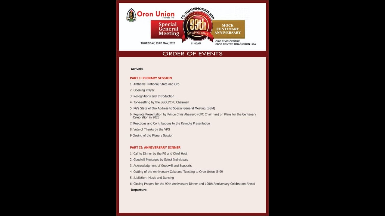 ORON UNION @ 99. SPECIAL GENERAL MEETING / DINNER - YouTube